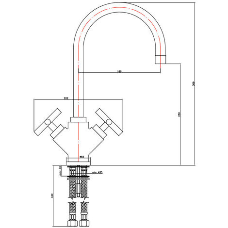 Paffoni Cruz Dual lever kitchen tap with swivel arm, chrome (QTV180)