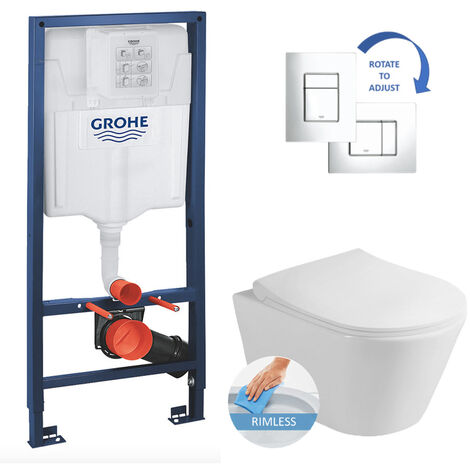 Grohe Toilet Set Rapid SL Support frame + Lucco Avva rimless bowl ...