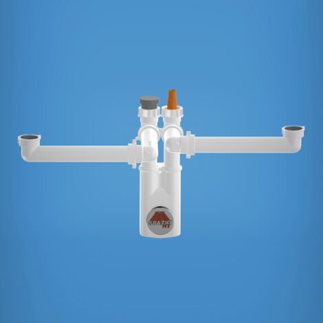 Siphon gain de place inspectable pour évier à deux cuves, sortie Ø56 mm ...