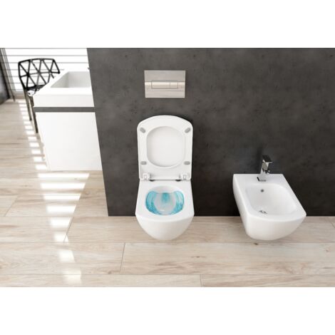 Kit sanitaire complet, WC, réservoir intégré et plaque chromée Deante ...
