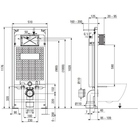 Kit sanitaire complet WC suspendu de couleur blanc brillant 51 x 36 cm ...