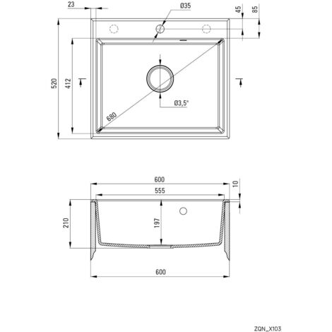 Évier simple cuve couleur granit avoine 600 x 520 mm complet avec ...