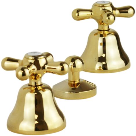 Robinetterie pour lavabo et bidet à trois trous en or brillant Gattoni ...
