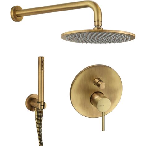 Ensemble de douche complet en bronze avec mitigeur de douche intégré à ...