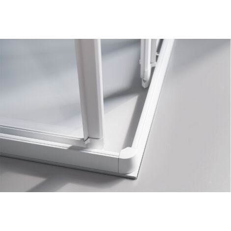 Cabine de douche d'angle à quatre portes 70 x 70 cm profil blanc Samo ...