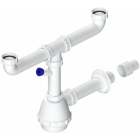 Siphon 2 voies avec raccord lave-vaisselle et adaptateur L.B. PLAST ...