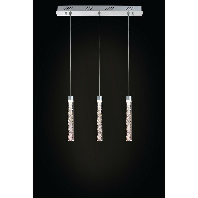 Illuminati Crackle Barra de luz colgante de 3 LED LED colgante cromo 4000K