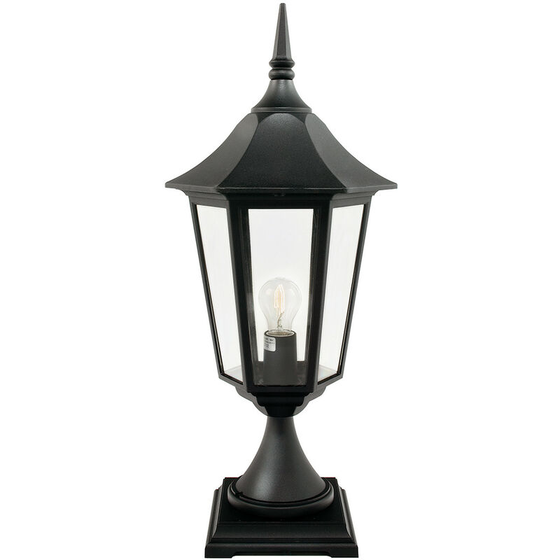 Elstead - 1 linterna de pedestal de exterior ligera negra IP44, E27