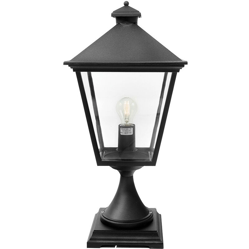 Elstead - 1 Linterna de pedestal de exterior ligera negra IP54, E27