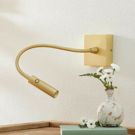 Leds-C4 Tip - Luz de lectura de pared LED Satin Gold Touch dimmer 174lm 3000K