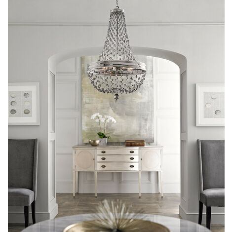 Elstead Malia - Lámpara de araña de 8 luces, acabado en níquel pulido, E14