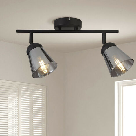 Mega Foco 2 Luces Metal Negro Cristal Ahumado