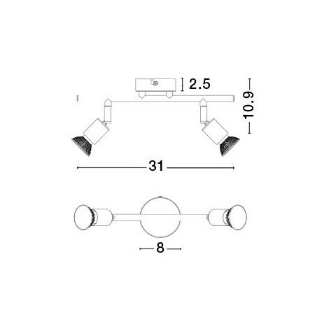 Merano Fayetteville Foco de Techo Twin 2 Luces Metal Blanco Mate GU10 2x50W