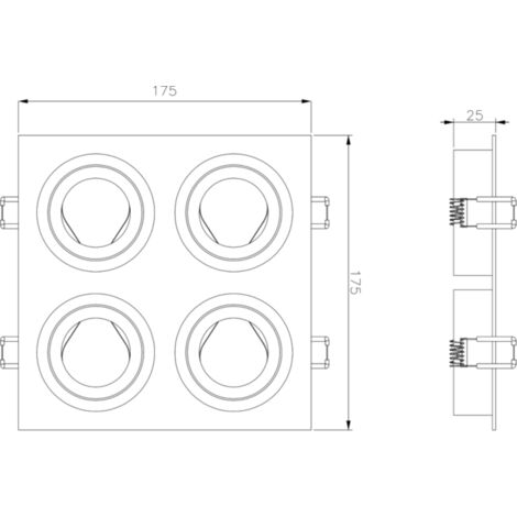 Knightsbridge Ambar Quad Tilt Square Downlight Cromo Cepillado - AMA4TSBC