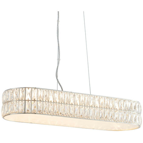 Endon Verina - LED 5 Lichtleiste Anhänger Chrom, Kristallglas Detail