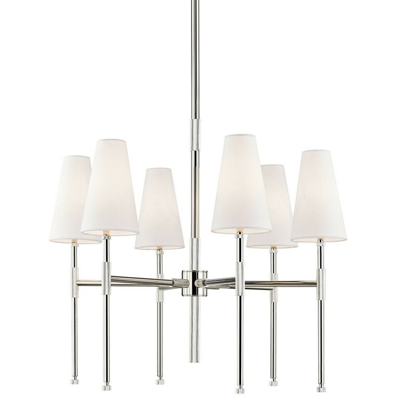Bowery Lampadario 6 Luci Nichel Lucido, Lino