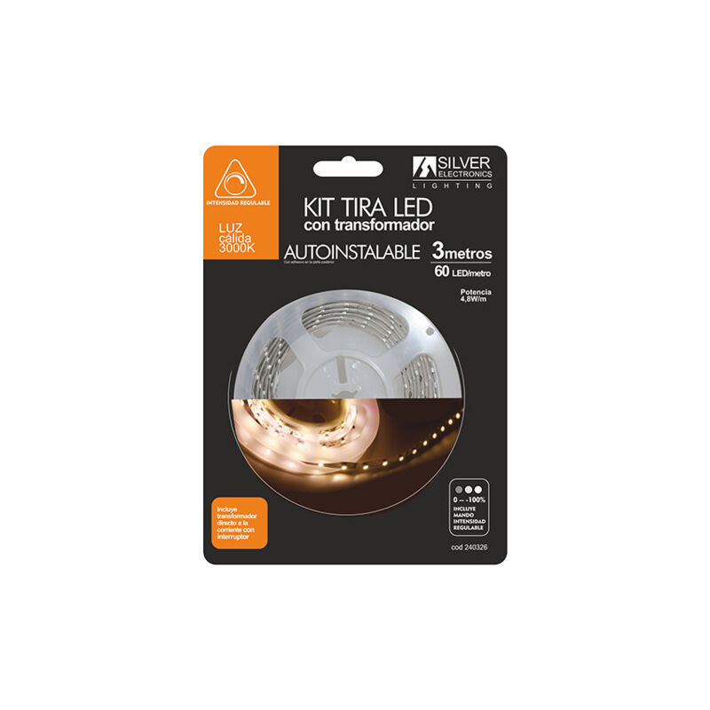 Kit Strip Led 3m 12v 4,8w/m Light Warm 3000k Ip20 Includes Power Supply ...