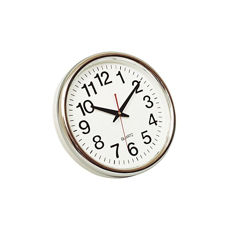 Uhr q-connect de Wanduhr Kunststoff Büro rund 30 cm Rahmen white