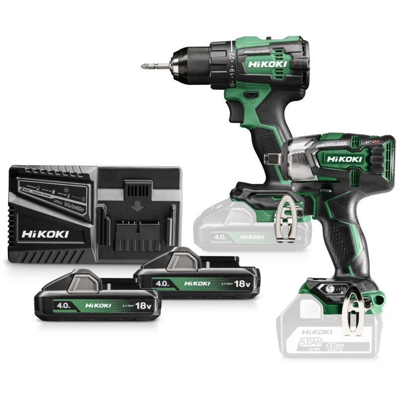 Hikoki zestaw 18v kc18dewfz (ds18dd + wh18dd) 2x4,0ah hitsystem