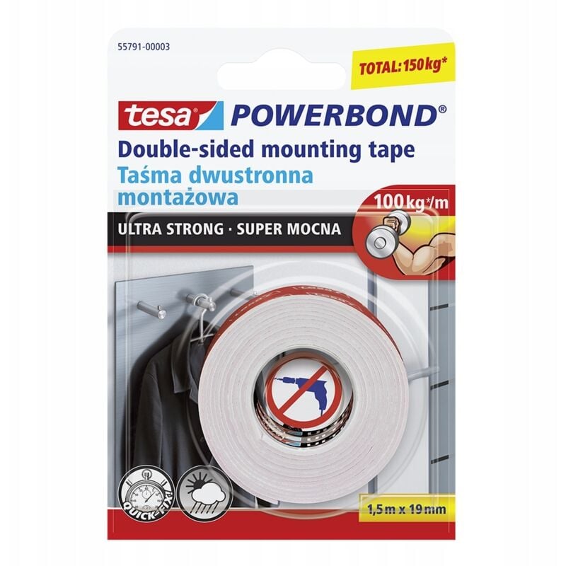 Tesa taśma dwustronna powerbond 1,5m x 19mm ultra strong