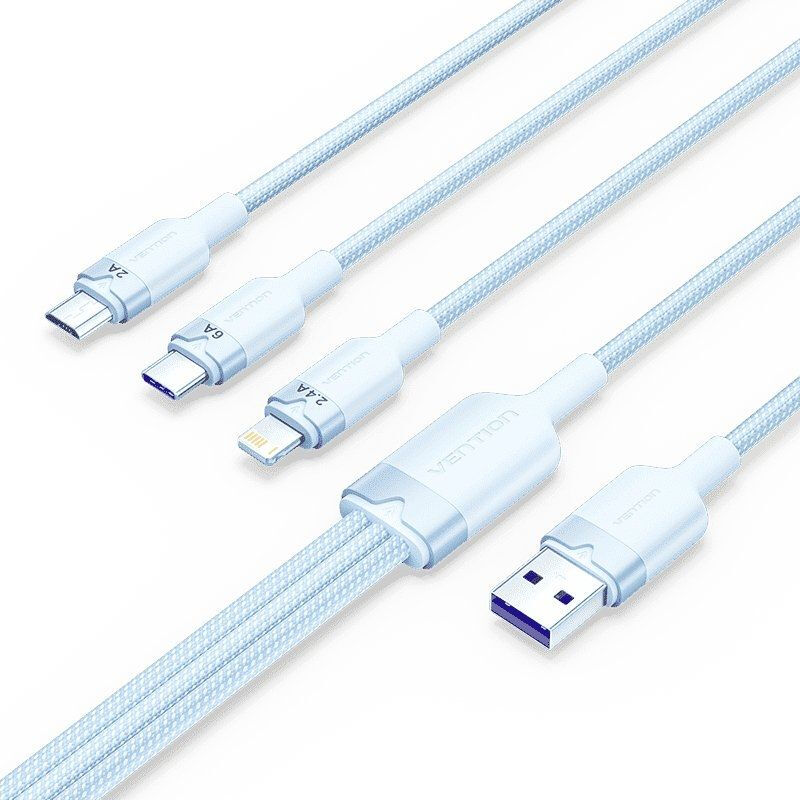 Cable usb 2.0 lightning vention ctrlg/ usb male/ usb type-c male - microusb male - lightning ...