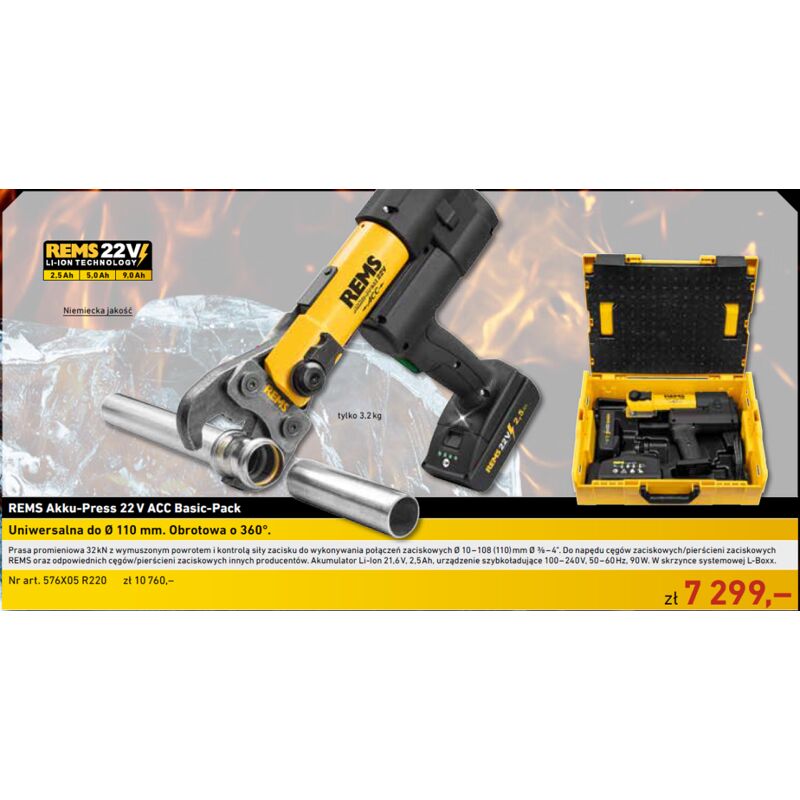 Rems prasa akku-press 22v acc basic-pack (578011r220+090446r)