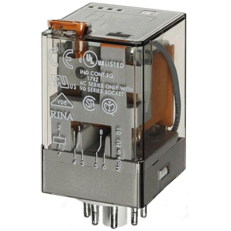 RELAIS FINDER 24Vdc 2Cts mit Tasterprüfung 10A/250Vac 60129024.0040
