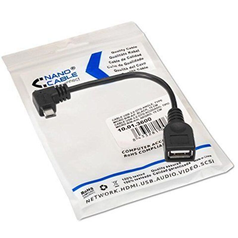 Nanokabel - usb 2.0 otg Kabel 15cm gewinkelt micro b/m-a/h Anschluss ...