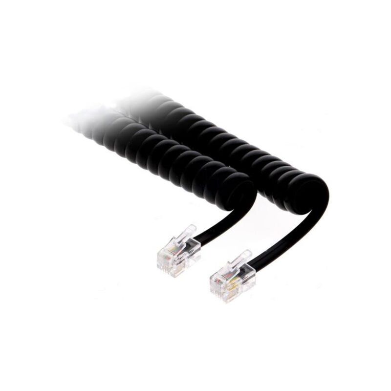 Telefonkabel RJ 09 4P4C Spiral schwarz Länge 2m