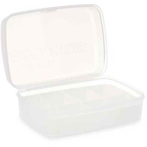 Box mit Fächern weiß transparentem Kunststoff 21,5 x 8,5 x 15 cm (12 Stück)