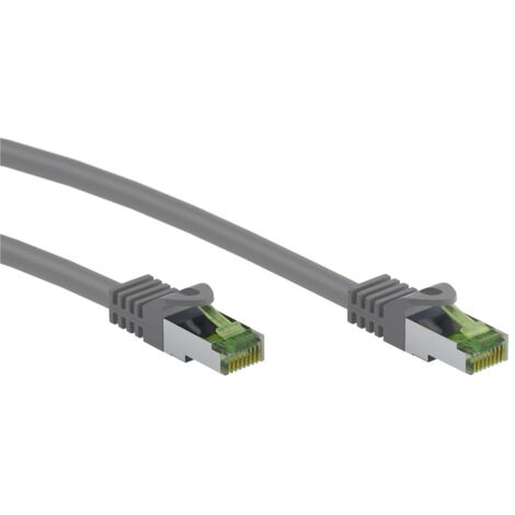 RJ45 Patchkabel mit CAT 8.1 S/FTP Rohkabel, grau, Kupferleiter, LSZH halogenfreier Kabelmantel ...