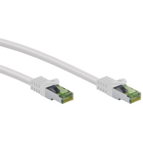 RJ45-Patchkabel mit CAT 8.1-S/FTP-Rohkabel, weiß, Kupferleiter, LSZH halogenfreier Kabelmantel ...
