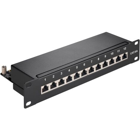 CAT 6a 10-Zoll (25,4 cm) Patch Panel, 12 Port, (1 HE), STP geschirmt ...