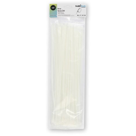 Beutel mit 100 weißen Kabelbindern 4,8x430mm. 100% Nylon 66 stark und haltbar.