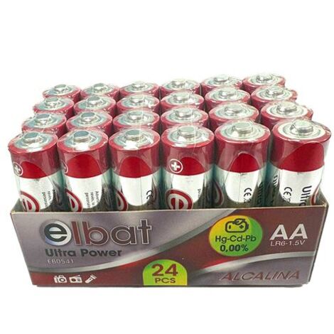 Elbat pack 24 pcs alkaline lr6/aa batteries - colour various