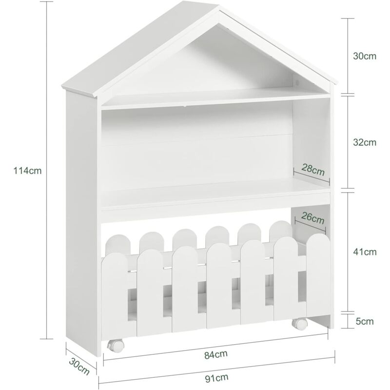 SoBuy KMB52 W Kinderregal Set 2 teilig Aufbewahrungsregal fur Kinder Spielzeugregal Bucherregal mit Rollen Kinder Spielzeug Organizer Regal Kinderzimmer Mobel BHT ca. 91x114x30cm