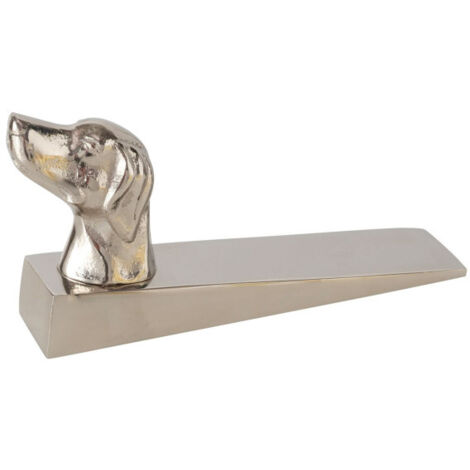 Cale-porte en aluminium nickelé argenté 3.5x7.9x16.5cm