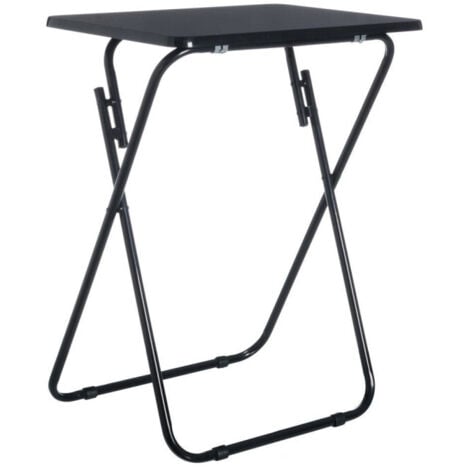 Table d'Appoint Pliante en Bois et Métal Noir