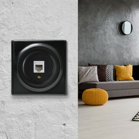 Prise réseau RJ45, prise réseau 1xRJ45, CAT5e, encastrée, sans cadre Noir
