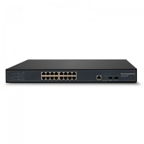 Switch PoE administrado industrial con 16 puertos PoE Gigabit + 2 puertos de enlace ascendente ...