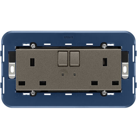 VIMAR - 19222.LM 2 enchufes 2P+T 13A Inglés int+luz indicadora Metal