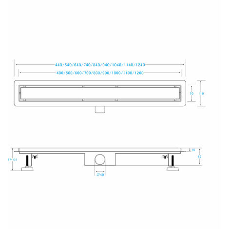 Acezanble Caniveau de Douche Italienne Inox 70 cm avec Siphon Anti ...