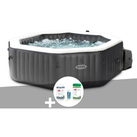 Kit spa gonflable Intex PureSpa Carbone octogonal Bulles et Jets 4 ...