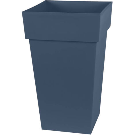 Pot de fleur carré Toscane 39 x H.65 cm - Bleu jean- Eda