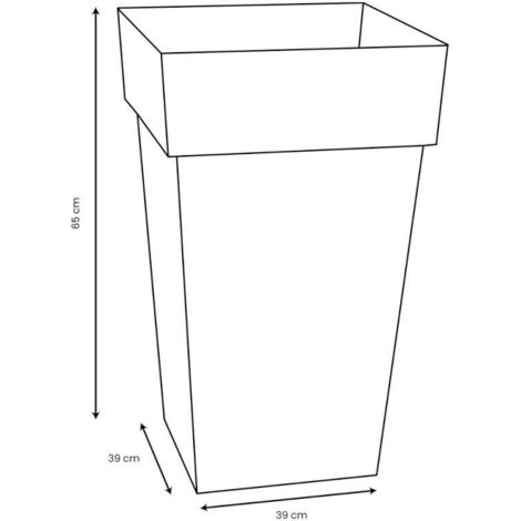 Pot de fleur carré Toscane 39 x H.65 cm - Bleu jean- Eda