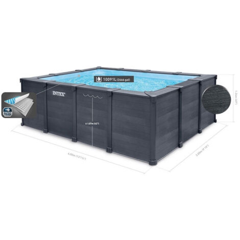 Piscine tubulaire rectangulaire Intex Graphite 4 x 3 x 1,24 m