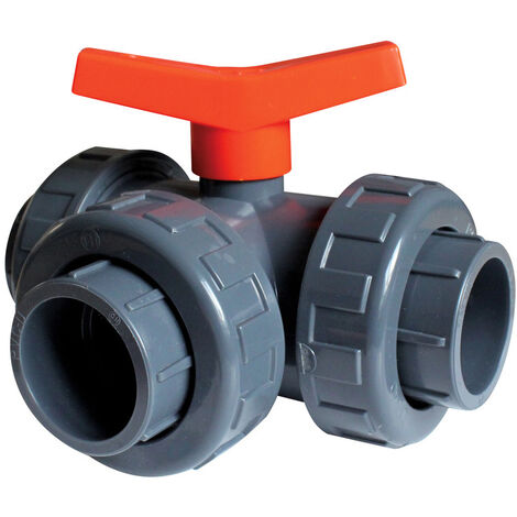 Vanne PVC pression 3 voies en T Ø 50 mm – Résistante jusqu'à 16 bars ...