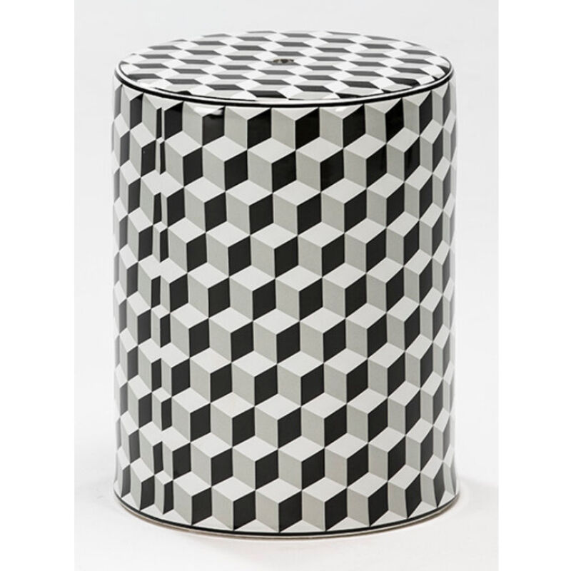 Tabouret bas rond céramique motif mosaïque