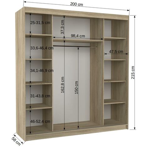 Armoire moderne blanche avec 2 portes coulissantes 1 noir 1 miroir ...