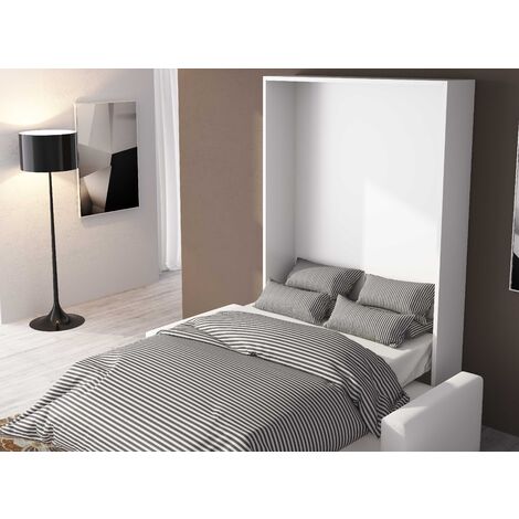 Lit escamotable vertical 140x190 avec canapé coffre Espacia-Avec ...